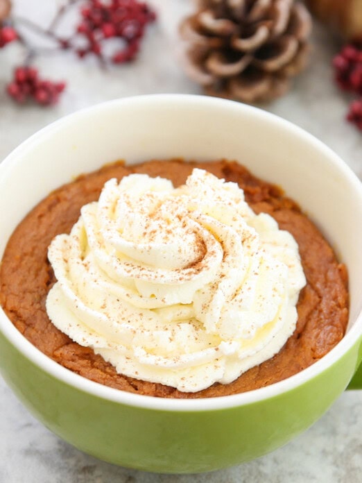 Peanut Butter Pumpkin Pie Mug Cake - Kirbie's Cravings