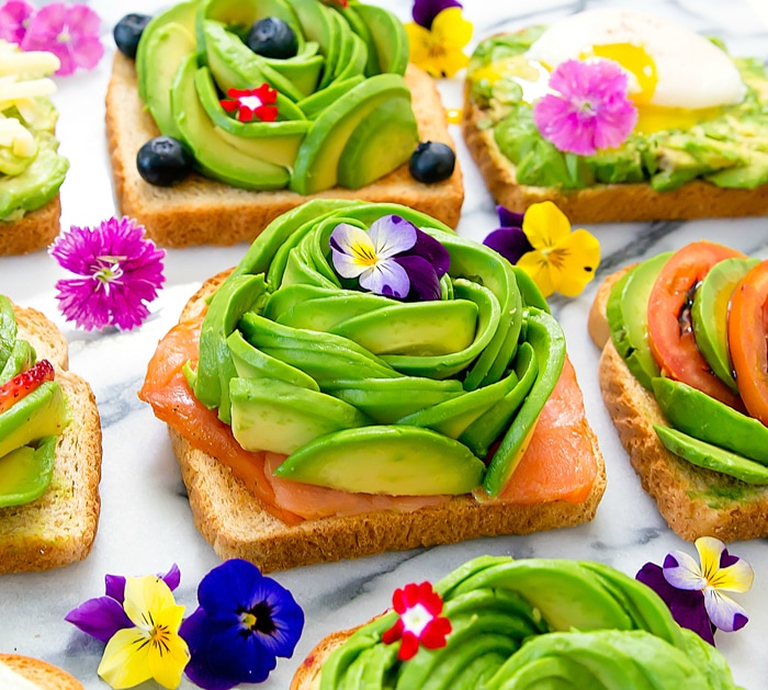 Avocado Toast Nine Ways with Avocado Roses - Kirbie's Cravings