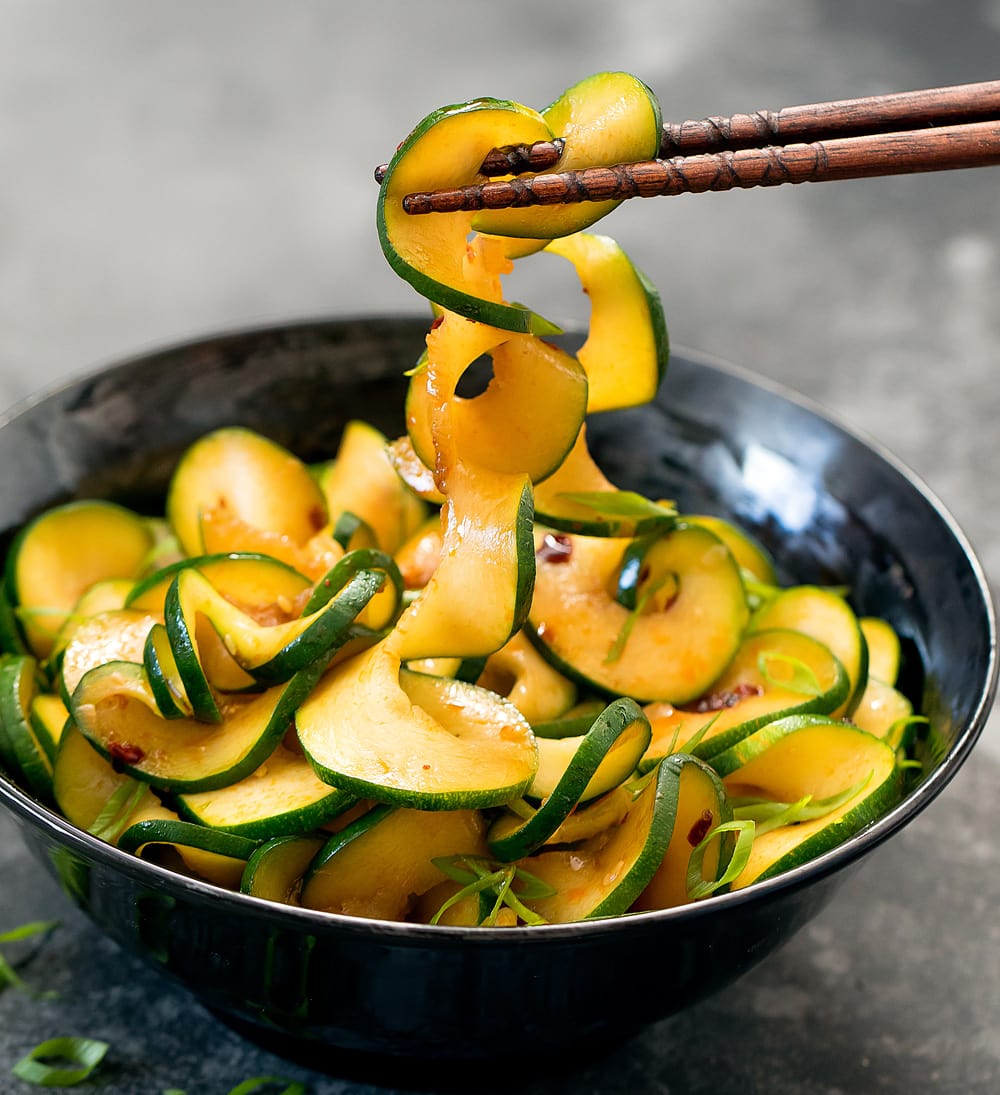 Spicy Szechuan Zucchini Noodles - Kirbie's Cravings