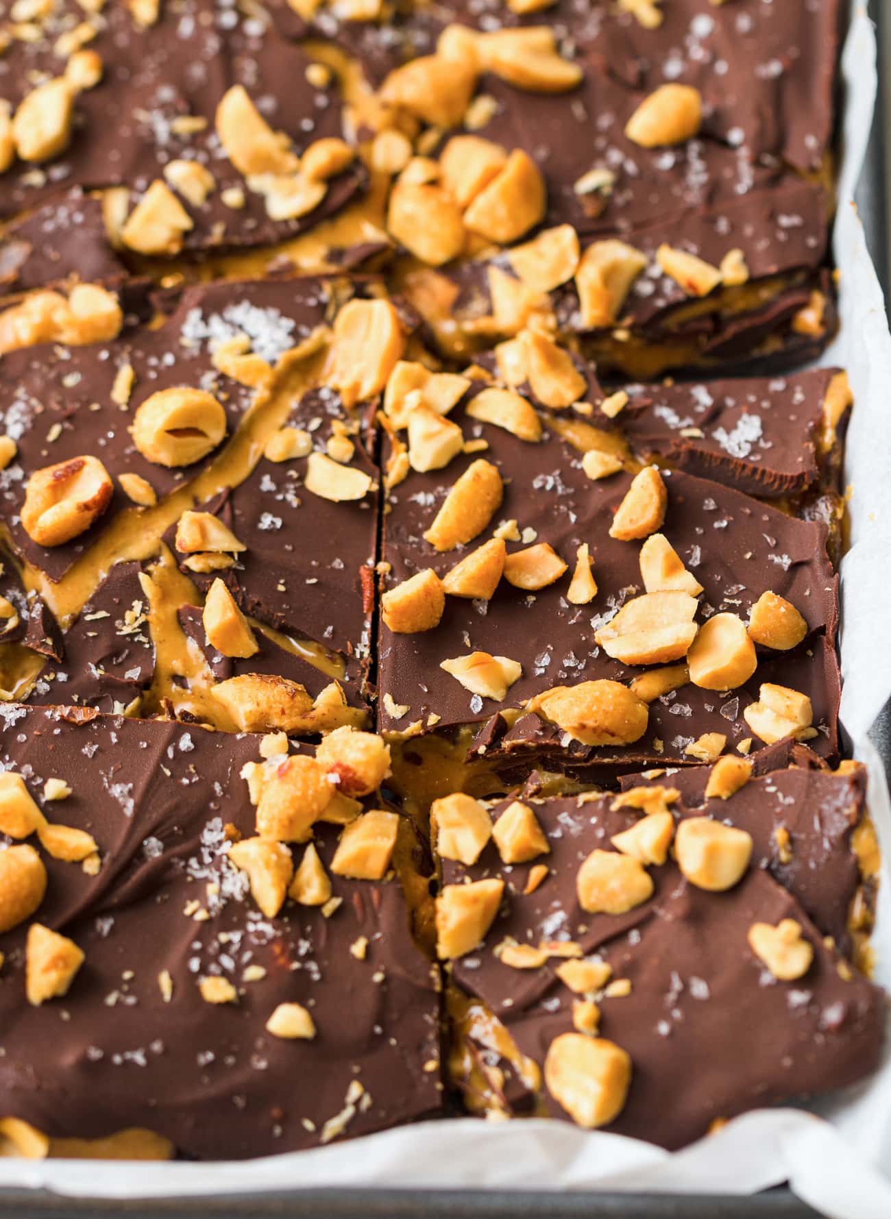 4 Ingredient Healthier Snickers Bark - Kirbie's Cravings