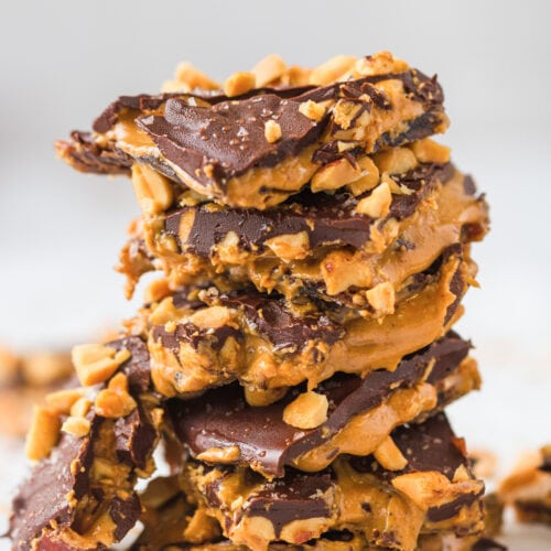 4 Ingredient Healthier Snickers Bark - Kirbie's Cravings