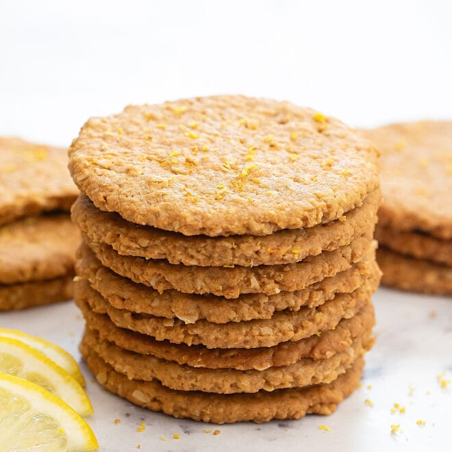 4 Ingredient Crispy Lemon Oatmeal Cookies (No Flour, Eggs, Refined ...