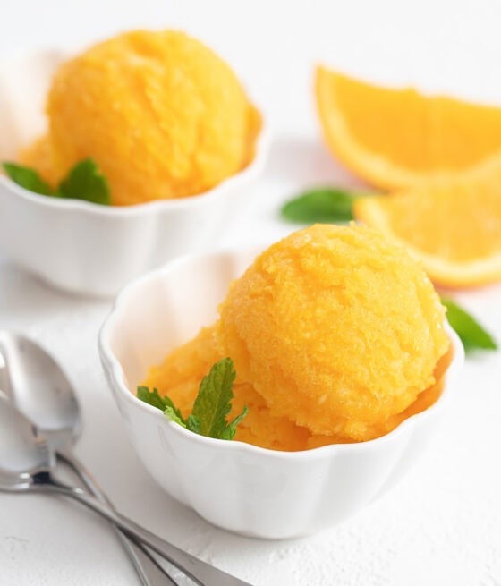 1 Ingredient Orange Sorbet - Kirbie's Cravings
