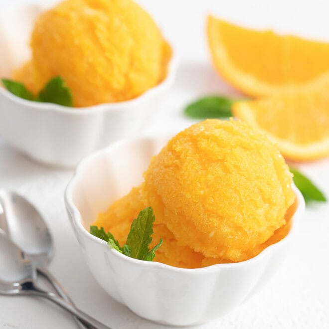 1 Ingredient Orange Sorbet - Kirbie's Cravings