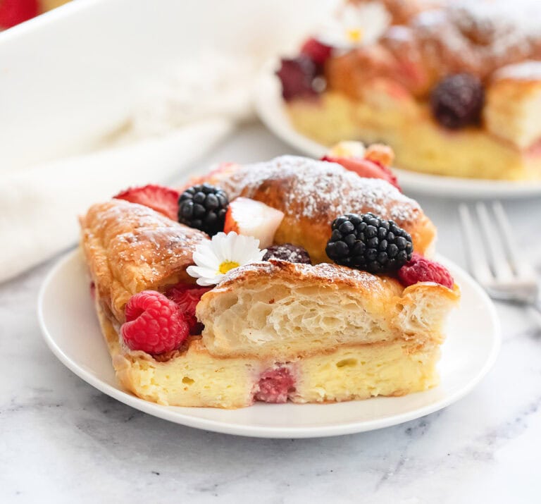 4 Ingredient Croissant French Toast - Kirbie's Cravings