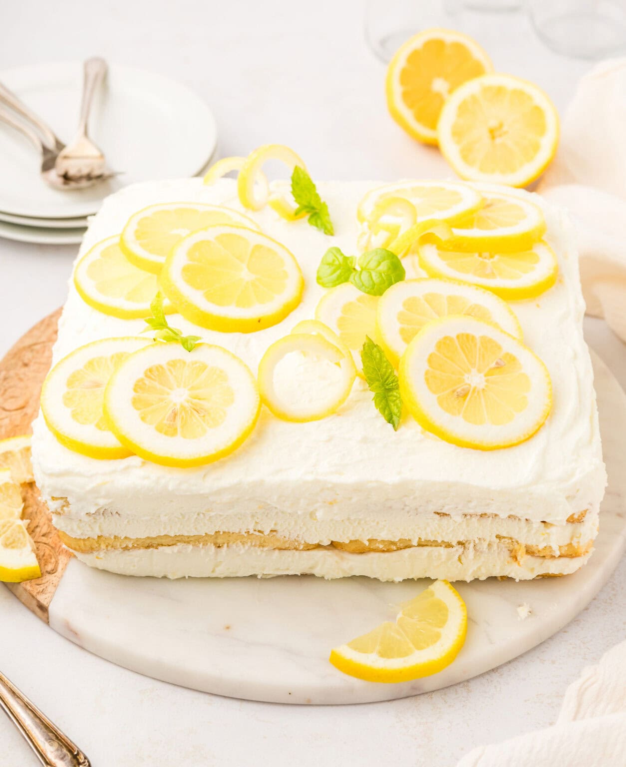 4 Ingredient No Bake Lemon Cake - Kirbie's Cravings