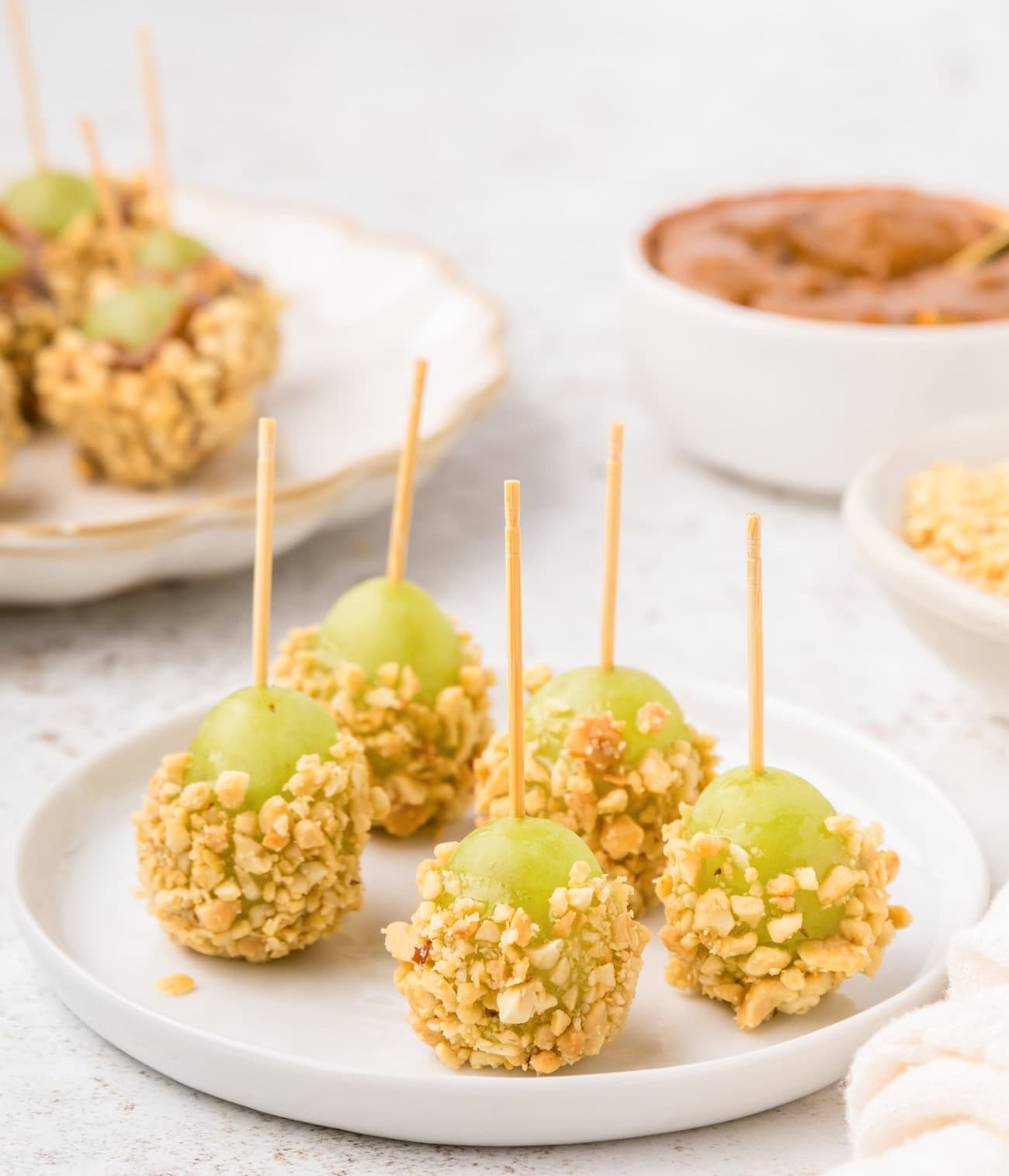 3 Ingredient Healthier Caramel Apple Grapes - Kirbie's Cravings
