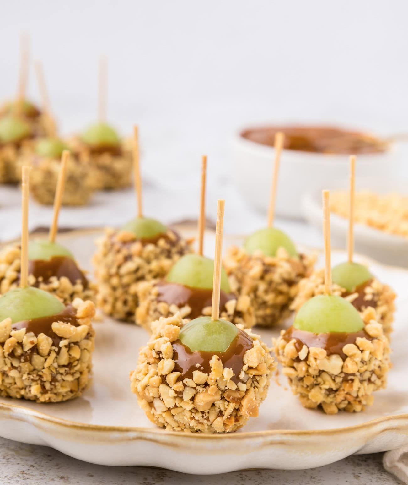 3 Ingredient Healthier Caramel Apple Grapes - Kirbie's Cravings