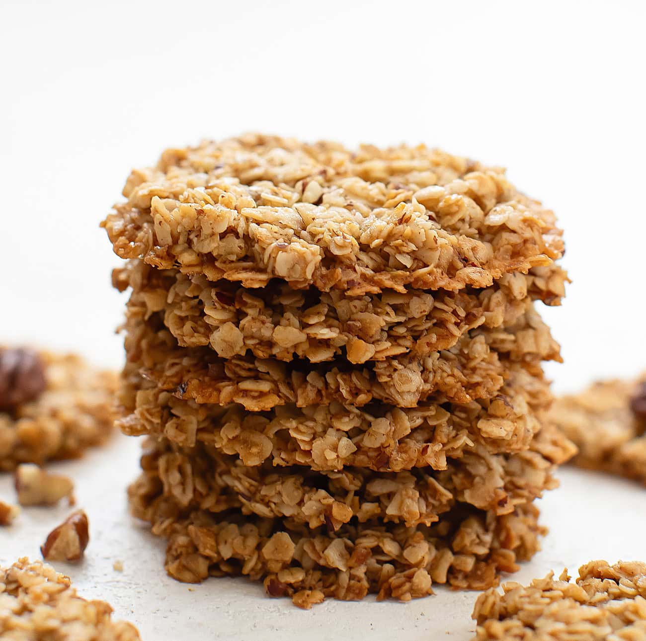 4 Ingredient Crispy Pecan Oatmeal Cookies - Kirbie's Cravings