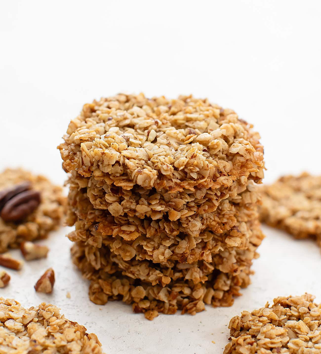4 Ingredient Crispy Pecan Oatmeal Cookies - Kirbie's Cravings