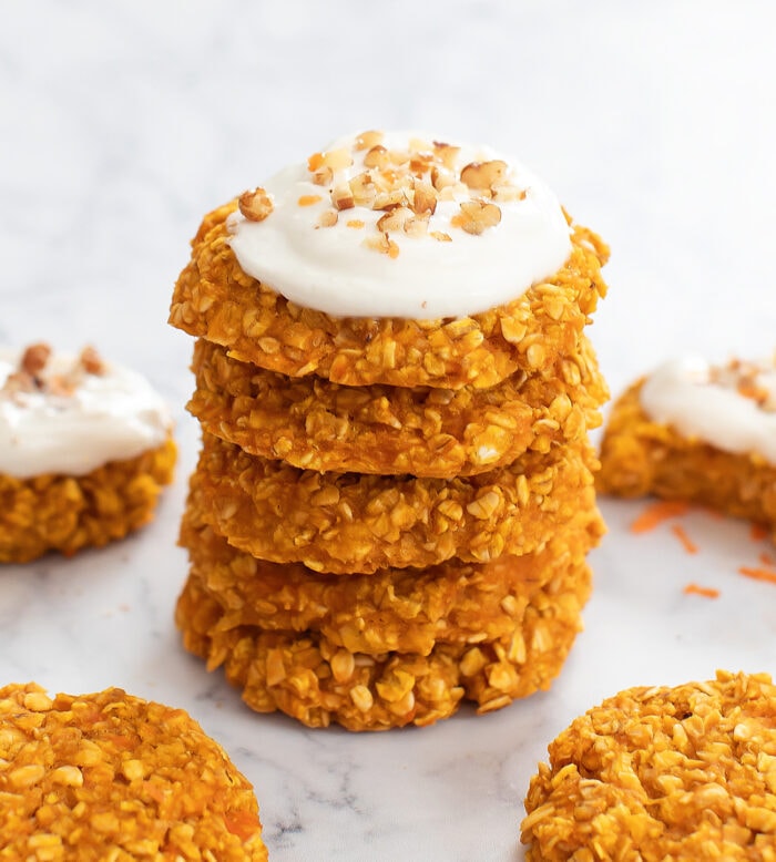 4 Ingredient Healthy Carrot Cake Oatmeal Cookies - Kirbie's Cravings