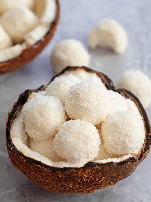 3 Ingredient No Bake Healthier Coconut Balls (No Refined Sugar ...