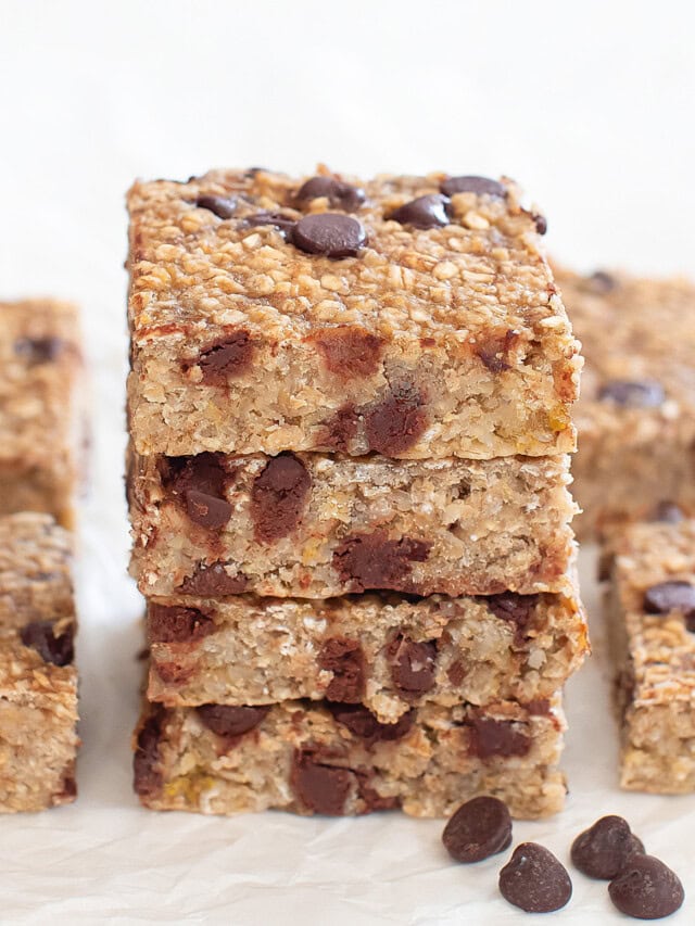 3 Ingredient Healthier Chocolate Chip Oatmeal Bars (No Flour, Eggs ...