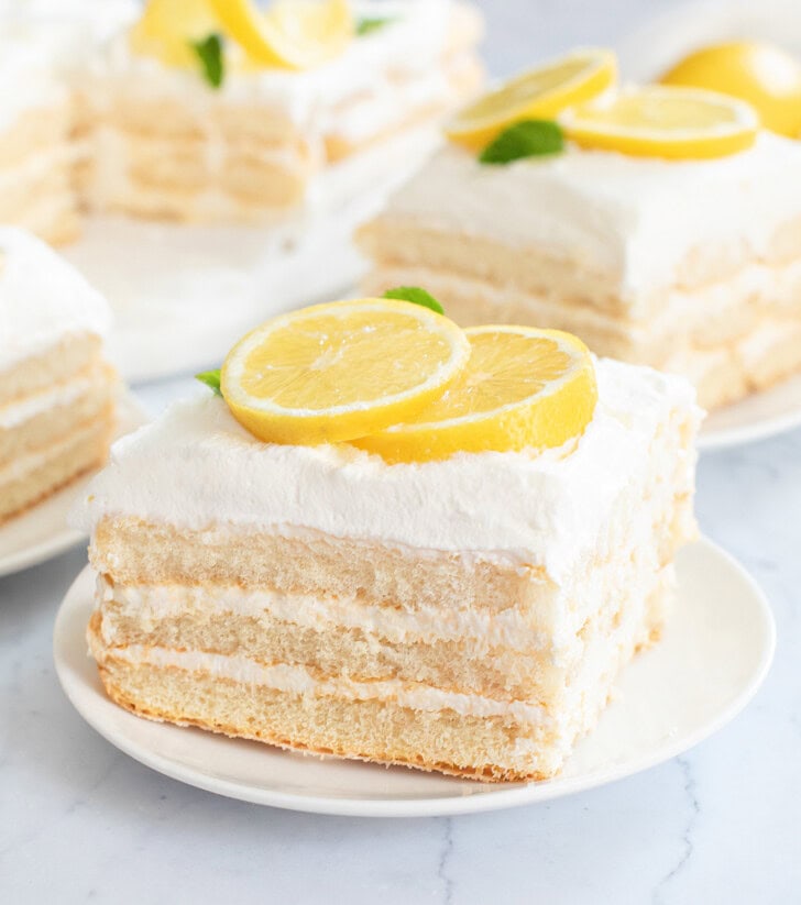 2 Ingredient No Bake Lemon Yogurt Cake - Kirbie's Cravings