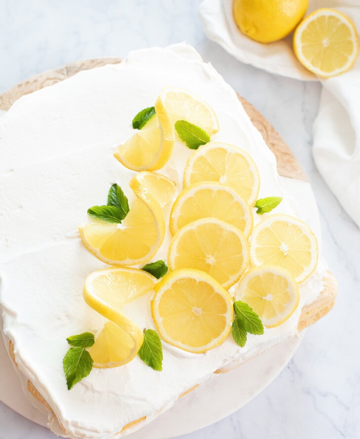 2 Ingredient No Bake Lemon Yogurt Cake - Kirbie's Cravings